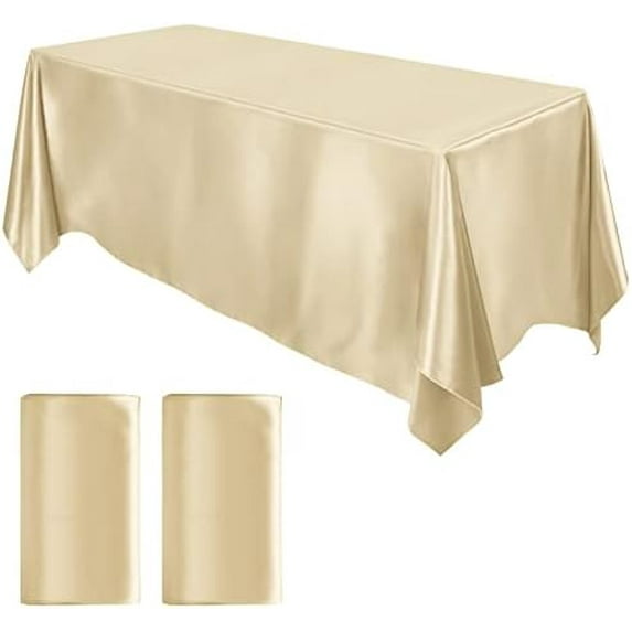 2 Packs Satin Tablecloth 102 x 58 Inches Rectangular Table Overlay ...