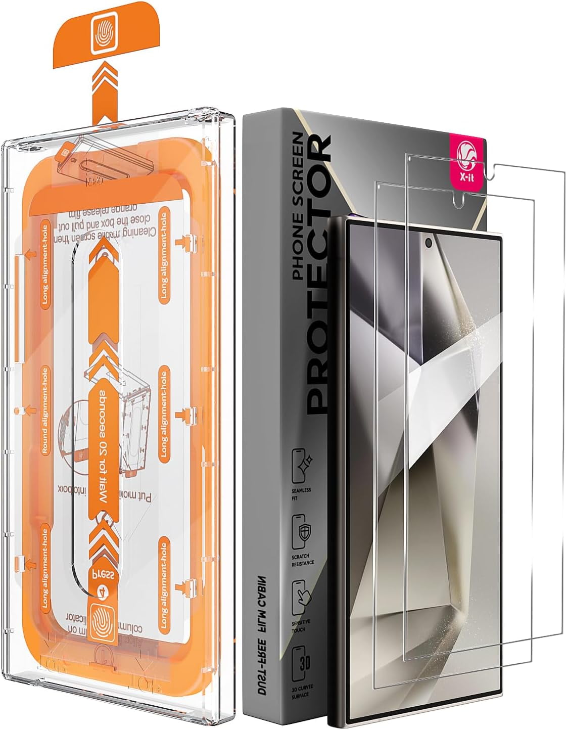 2 Packs Screen Protector for Samsung Galaxy S24 plus 6.8-inch - [Auto ...