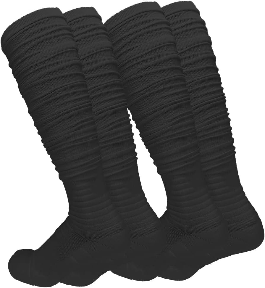 2 Packs Scrunch Football Socks Ultra Long Combed Cotton With Ankle ...