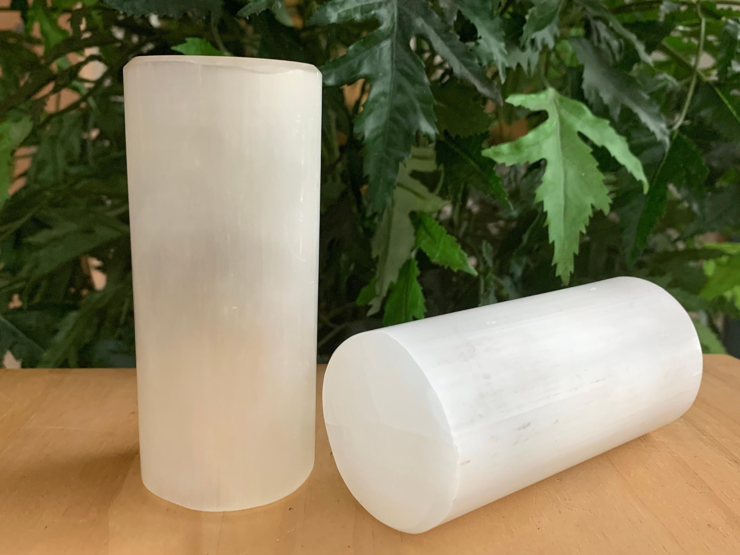 2 Packs Selenite Harmonizer Cylinder, Cylinder Gemstone Gypsum Block ...