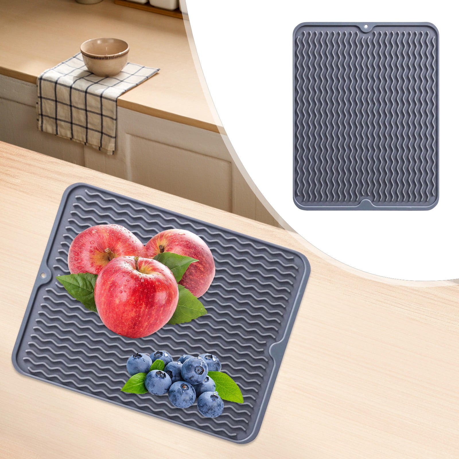 2 Packs Silica Drainage Mat Heatproof Non-Slip Kitchen Countertop ...