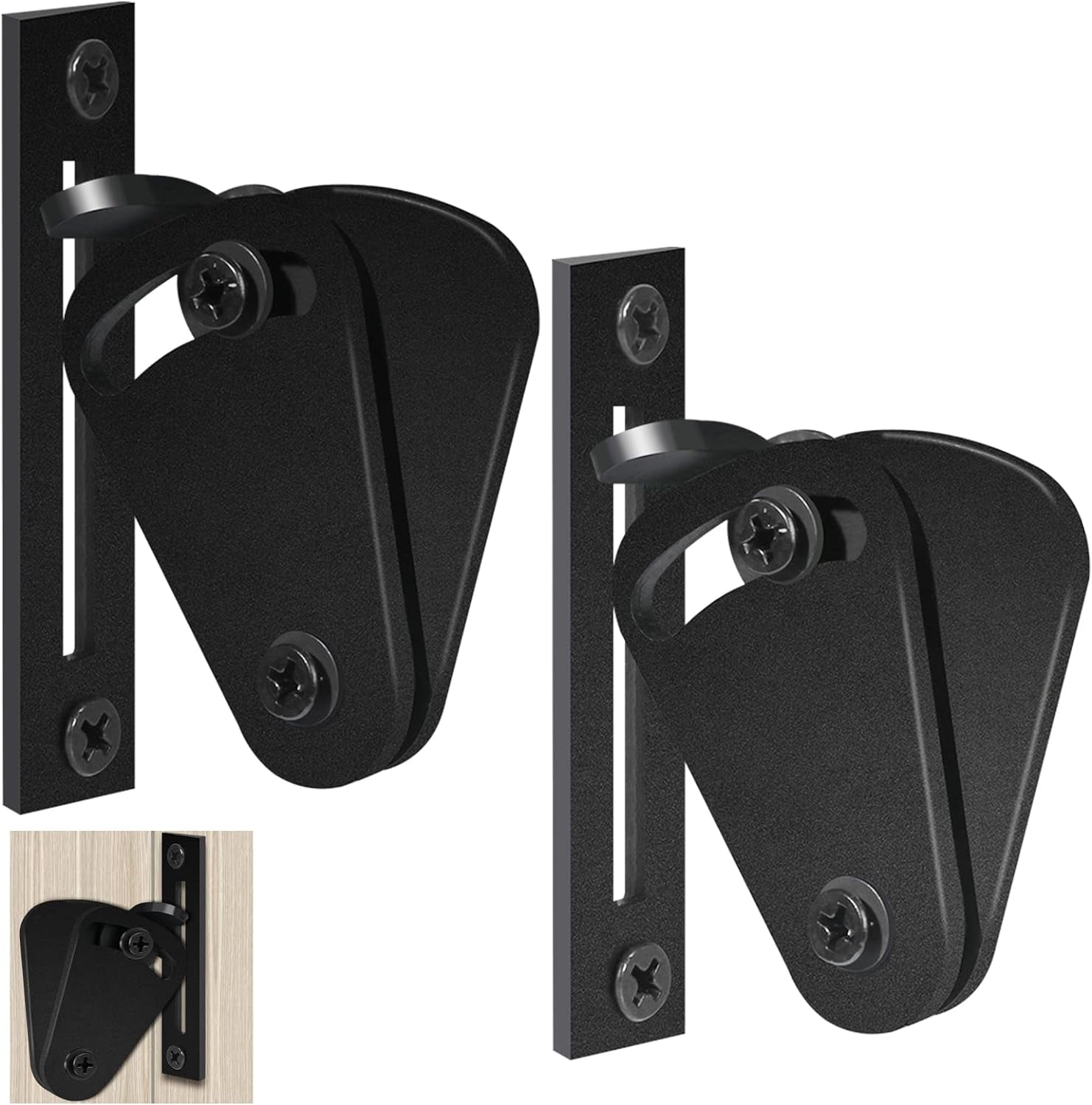 2 Packs Sliding Barn Door Lock Hardware, Matte Black Carbon Steel ...