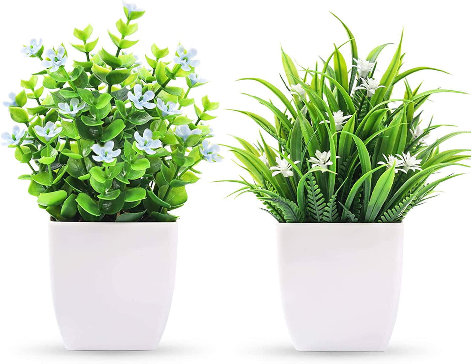 2 Packs Small Fake Plants Mini Artificial Potted Plants for Table Desk ...