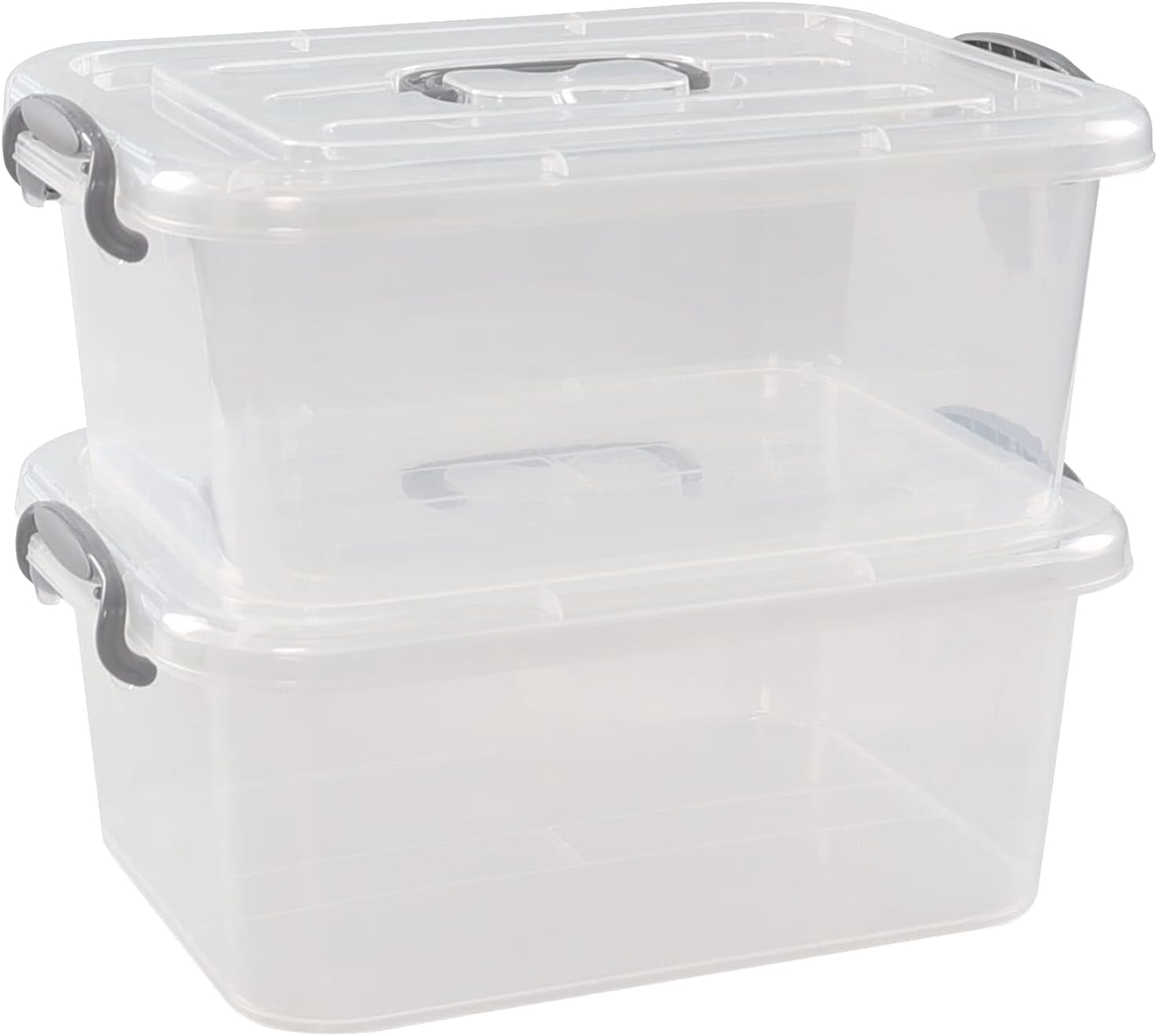 2 Packs Small Plastic Storage Bin, 8 Quart Clear Latching Boxes with ...
