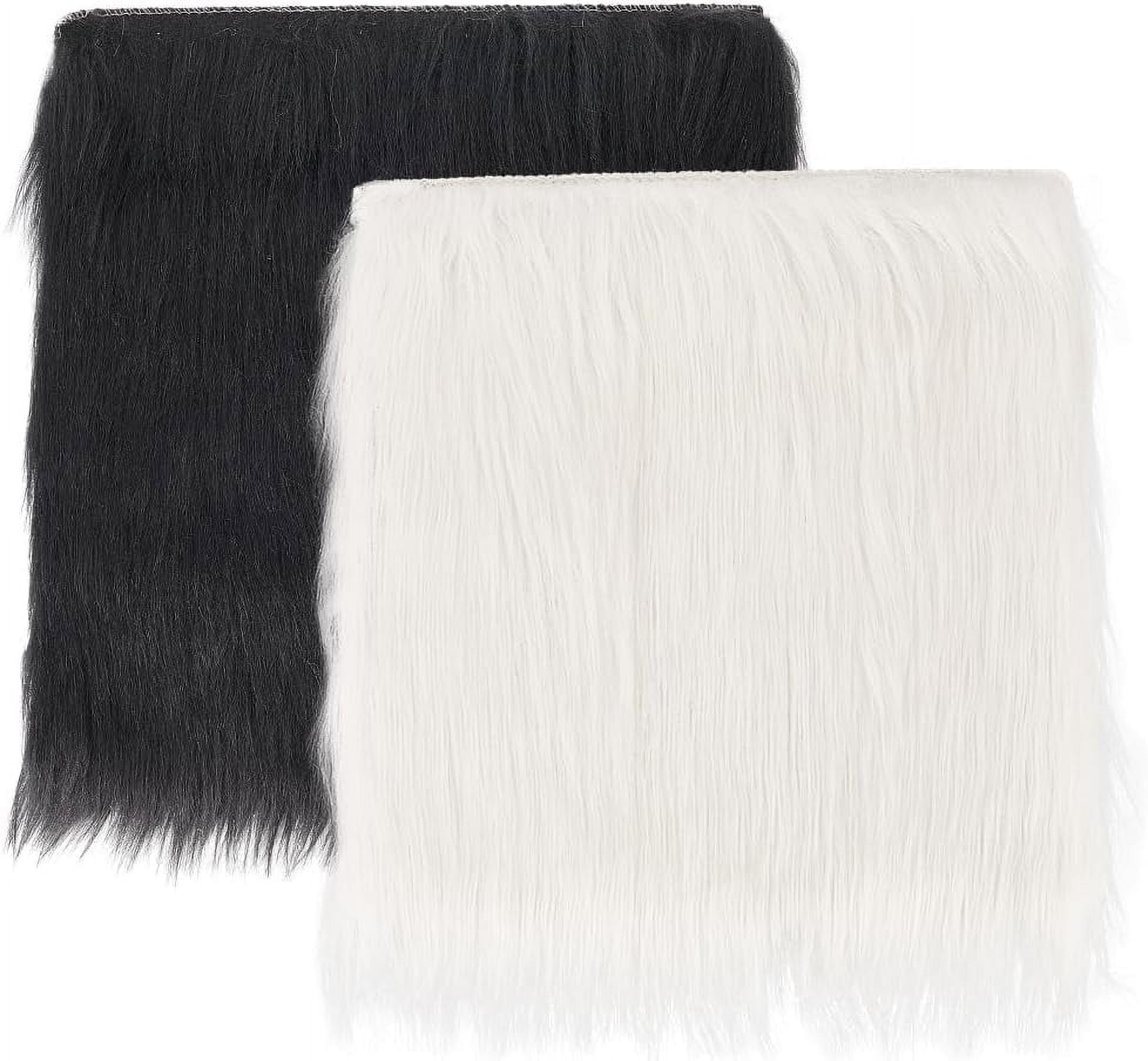 2 Packs Small Square Black White Faux Fur Sheepskin Cushion Fluffy ...