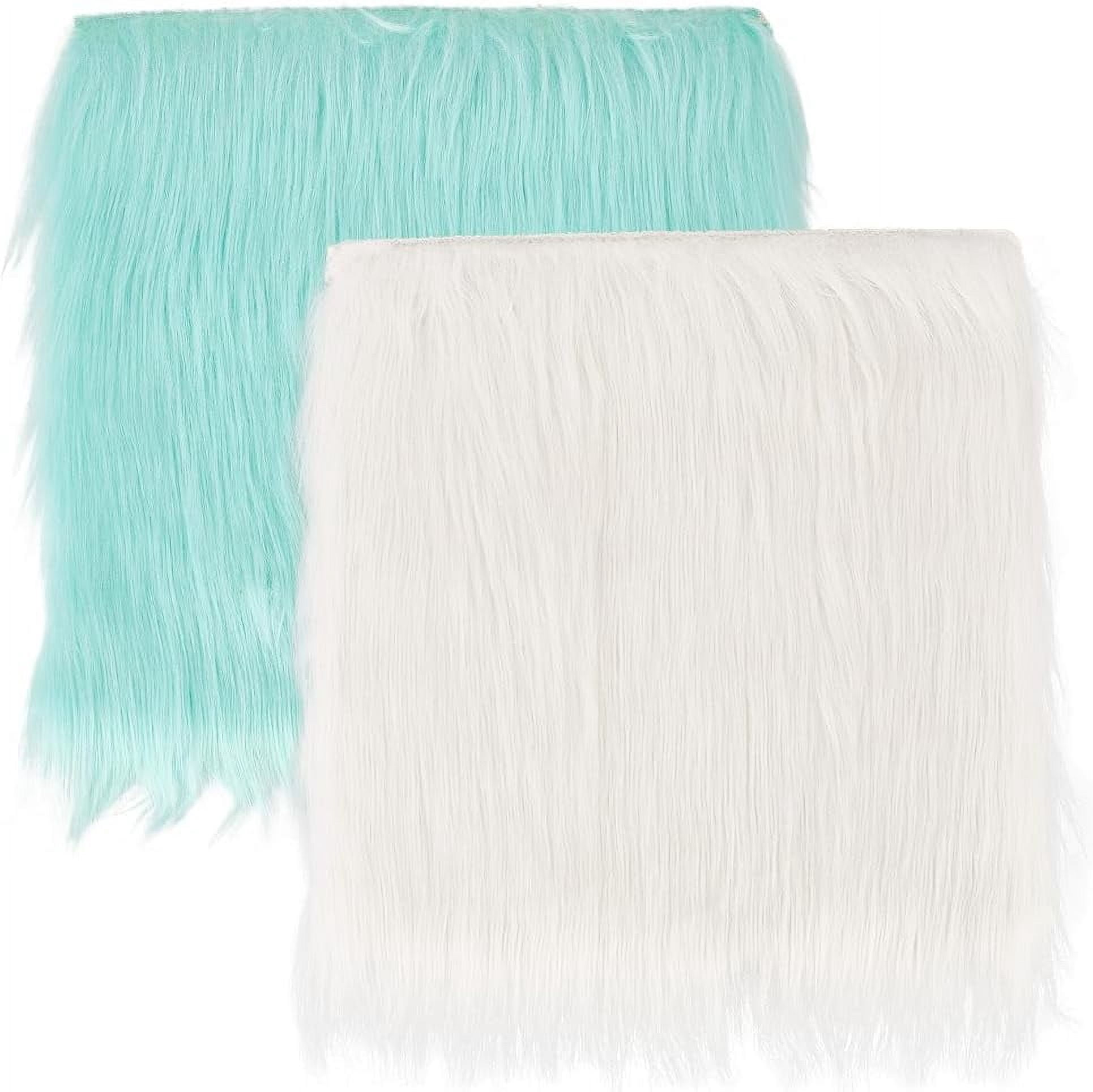2 Packs Small Square Blue White Faux Fur Sheepskin Cushion Fluffy Plush ...