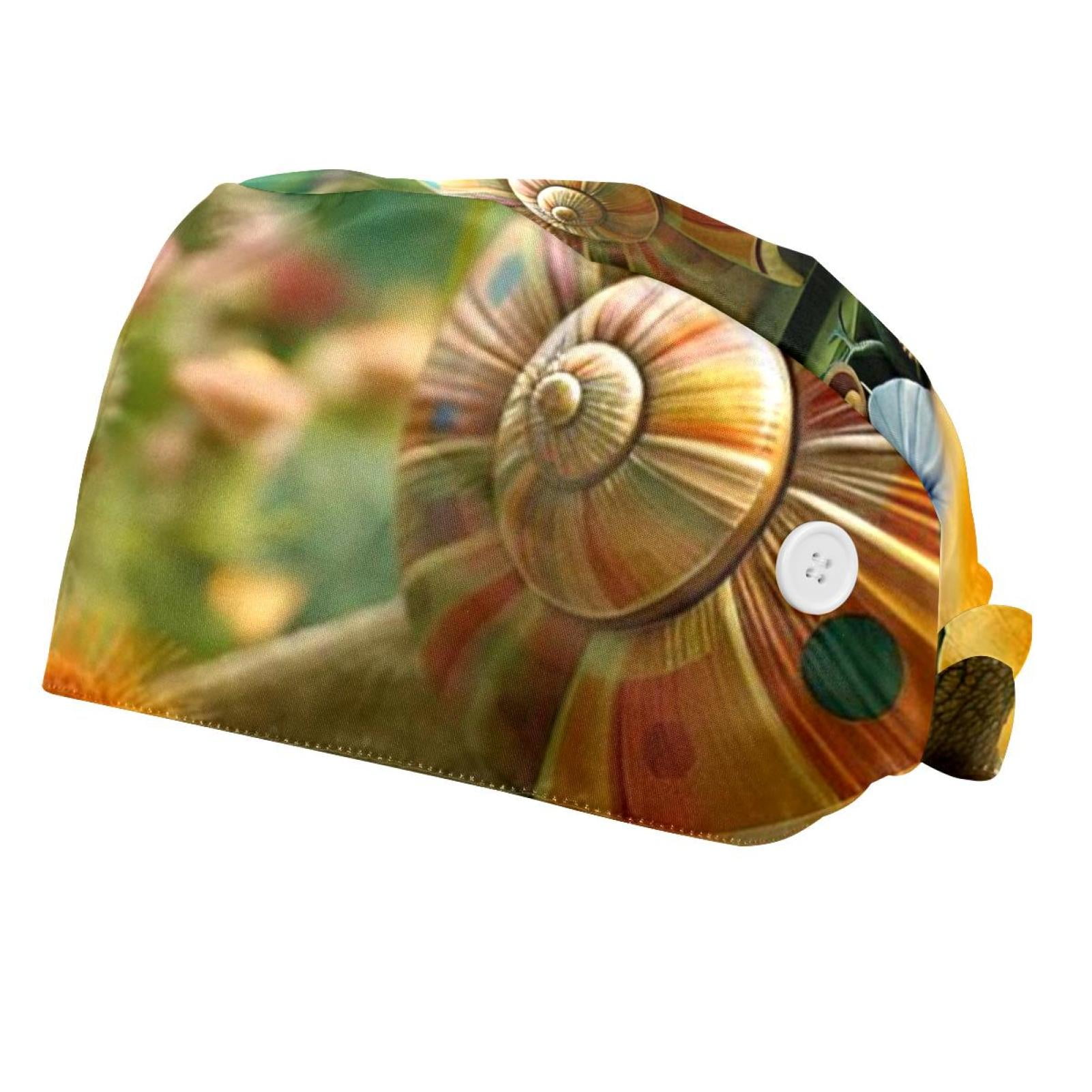 2 Packs Snail Working Hat Adjustable Scrub Cap with Buttons and ...