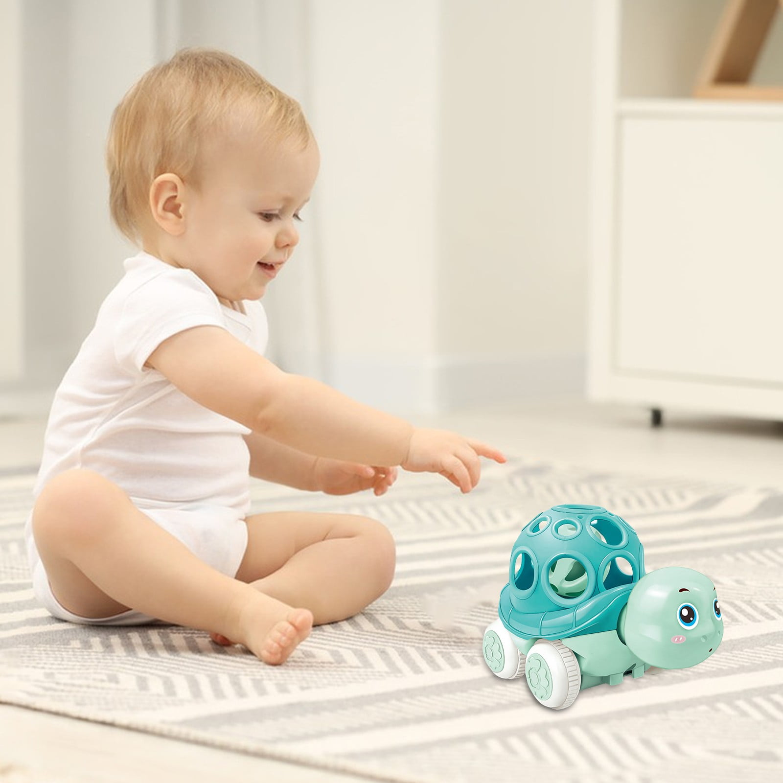 2 Packs Soft Rubber Baby Rattles Toy Green Infant Car Teether for Early ...