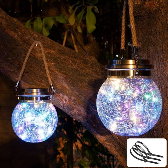 stocaggio Crackle Glass Solar Lanterns, Outdoor Waterproof Lights ...