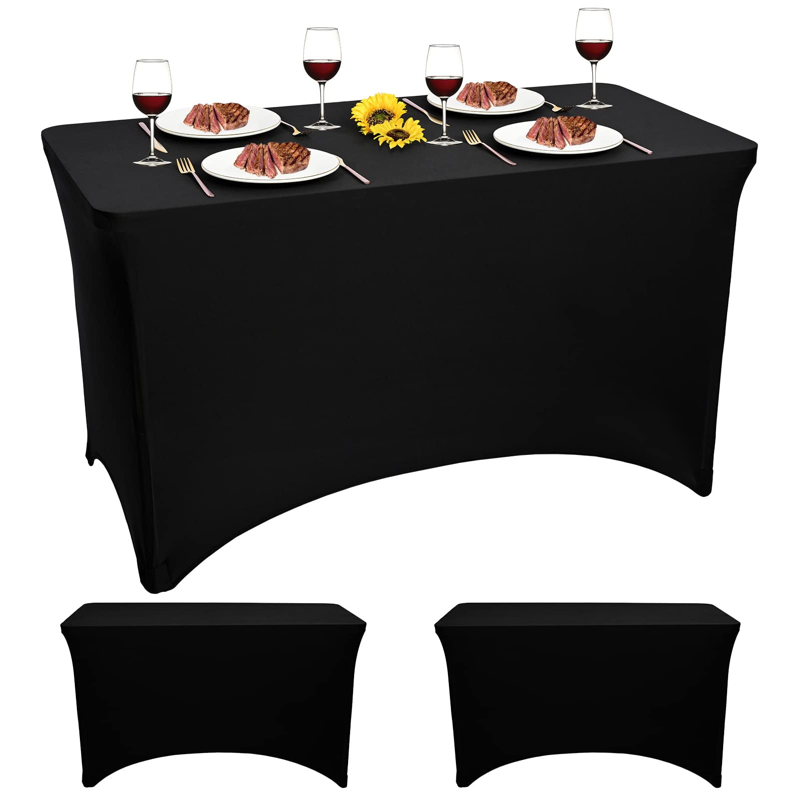 2 Packs Spandex Tablecloth 4ft Polyester Fitted Rectangular Table Cloth ...