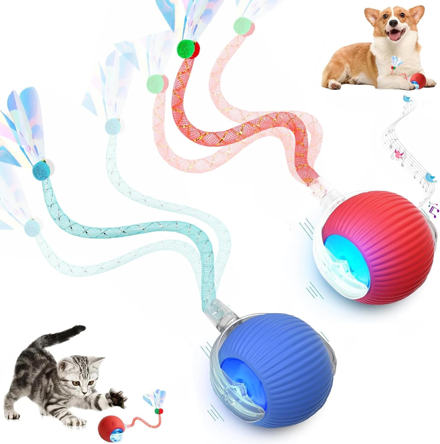 2 Packs Speed 2.0 Tail Interactive Cat Toys for Indoor Cats, Chirping ...