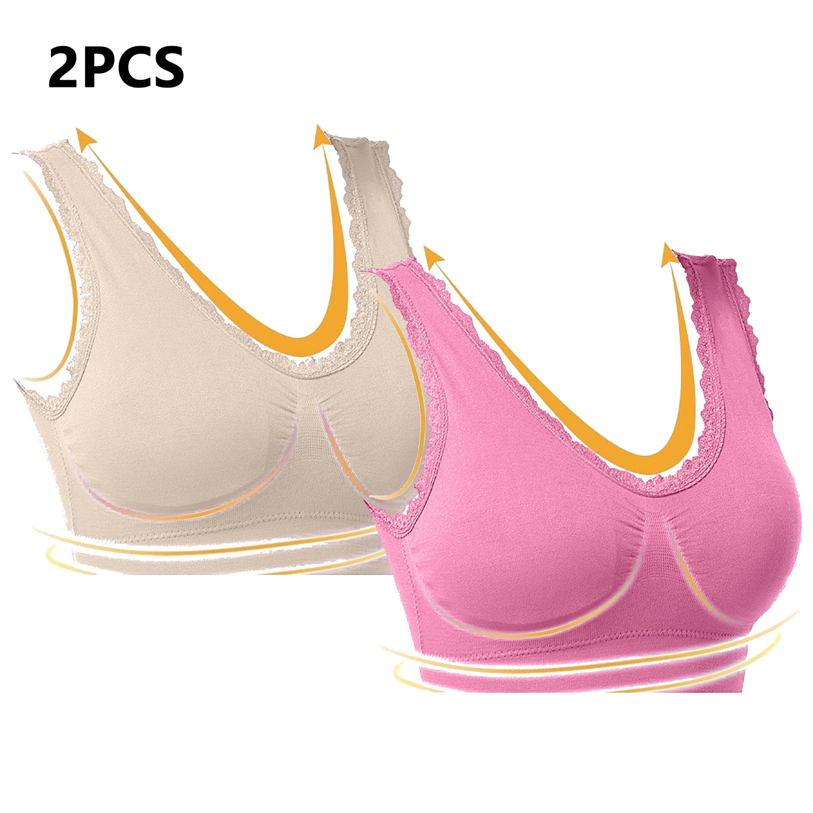 2 Packs Sport Bras for Women No Underwire Yoga Running Bra Womens Push ...