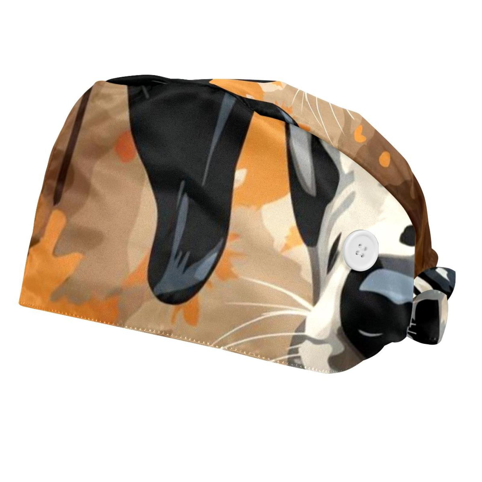 2 Packs Spotted Dog Surgical Cap with Buttons for Long Hair - Walmart.com