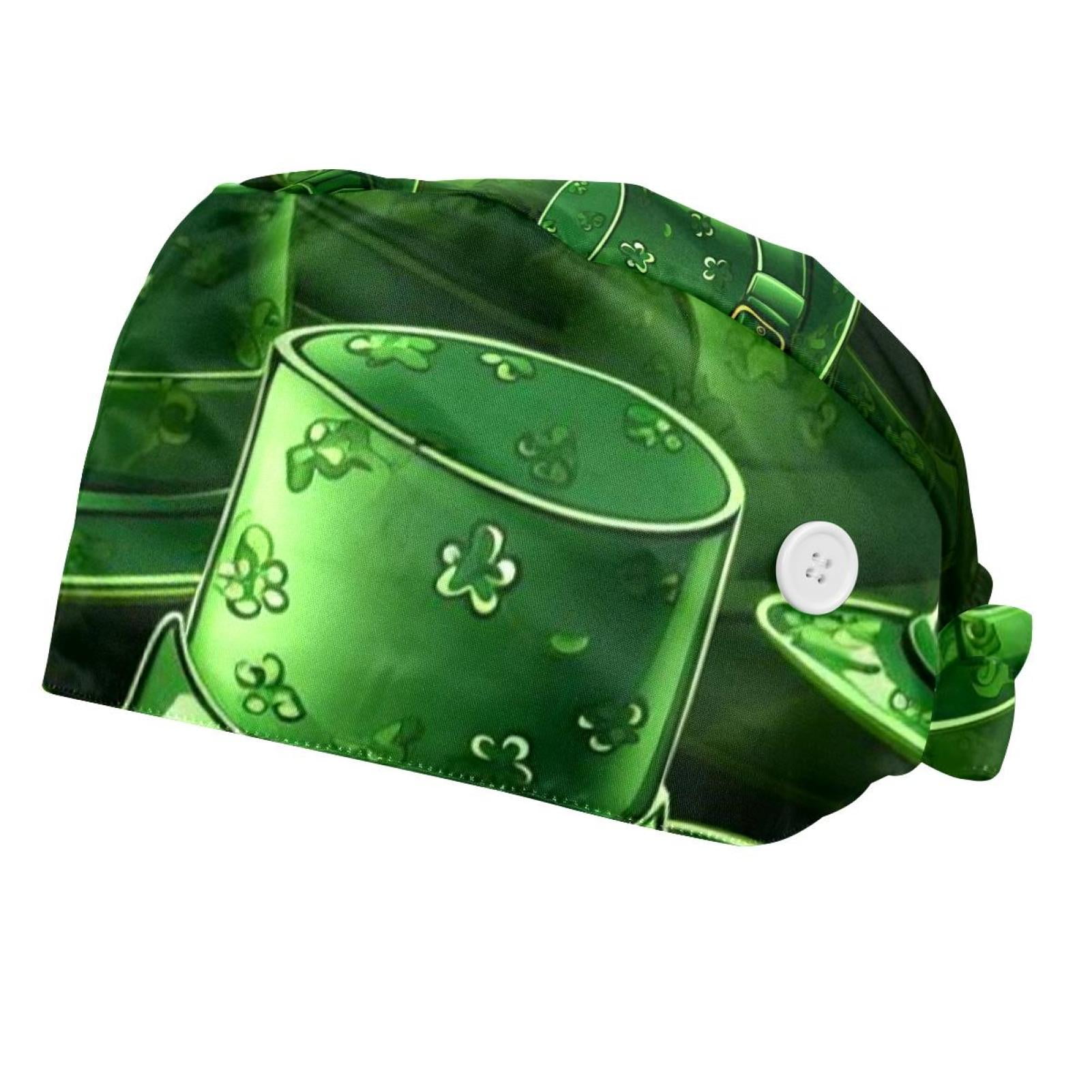 2 Packs St. Parikh's Day Working Hat Adjustable Scrub Cap with Buttons ...