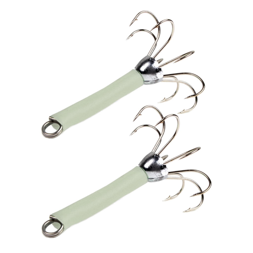 2 Packs Stainless Steel Fishing Squid Jigs Hooks Umbrella-Shaped White ...