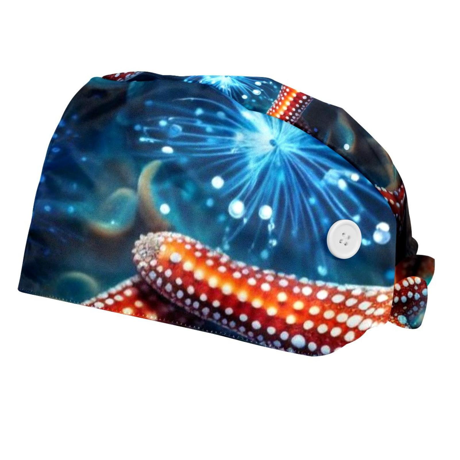 2 Packs Starfish Surgical Cap with Buttons for Long Hair - Walmart.com