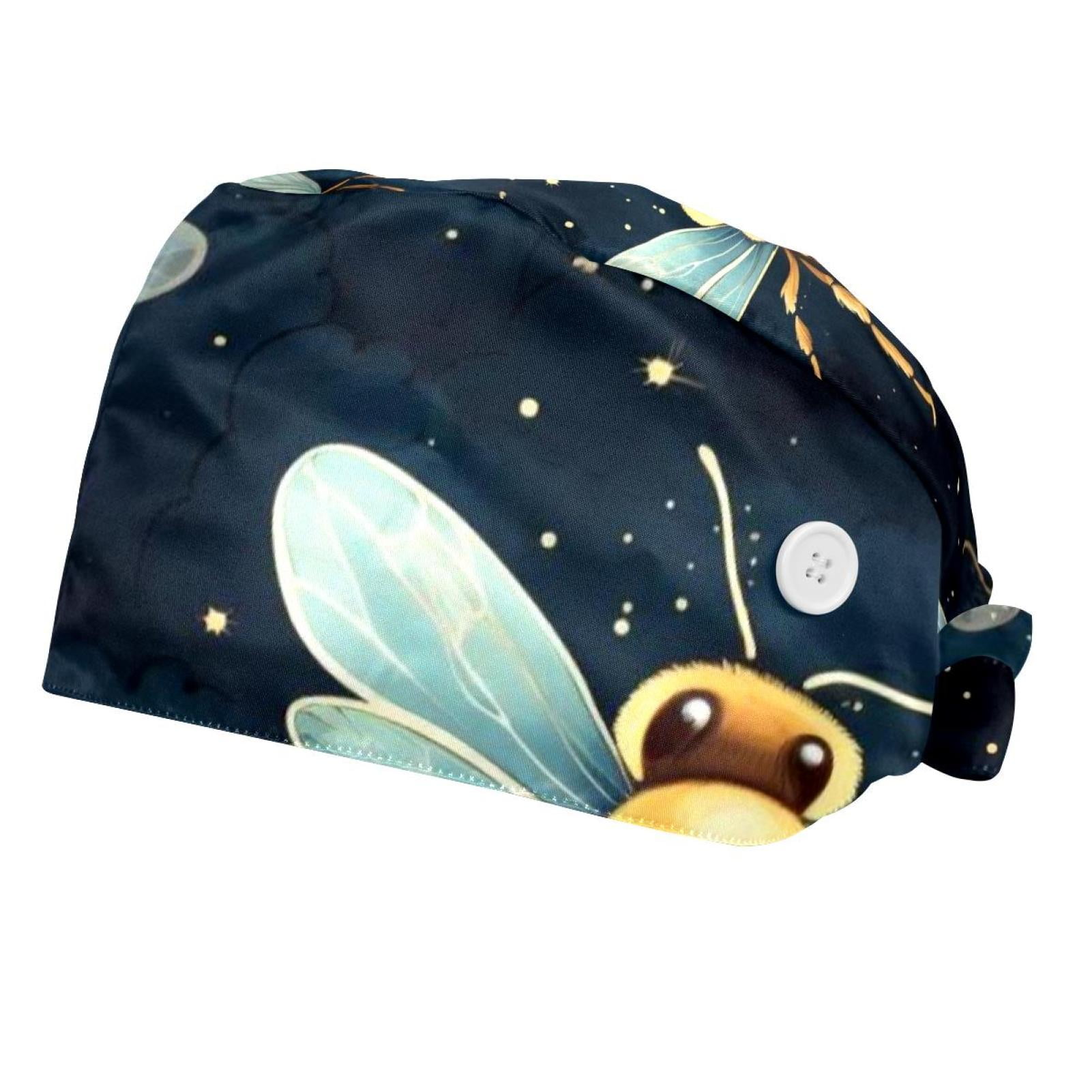 2 Packs Starry Bee Surgical Cap with Buttons for Long Hair - Walmart.com