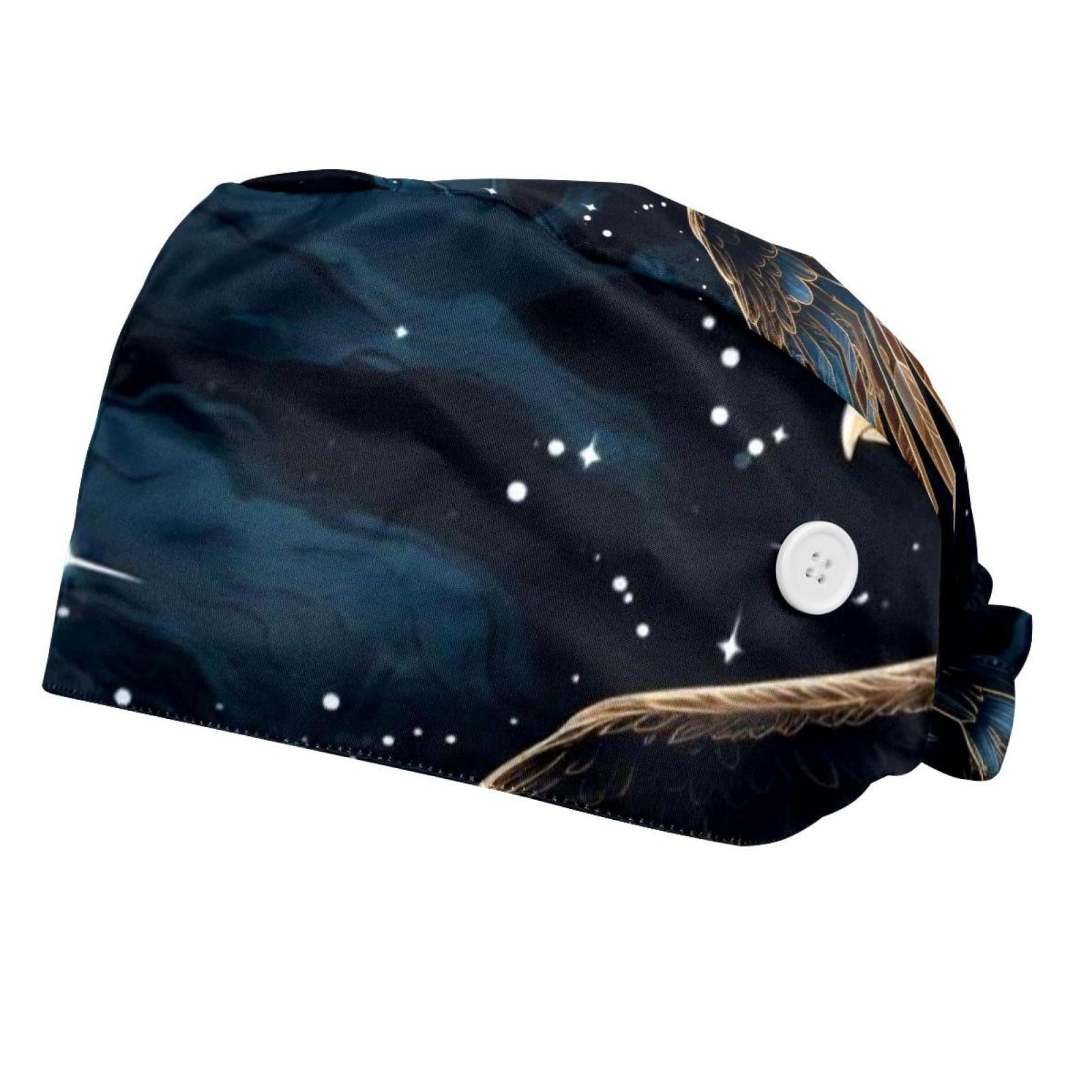 2 Packs Starry Eagle Working Hat Adjustable Scrub Cap with Buttons and ...