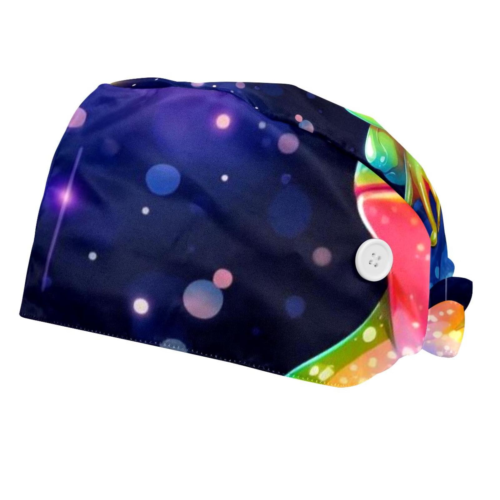 2 Packs Starry Frog Working Hat Adjustable Scrub Cap with Buttons and ...