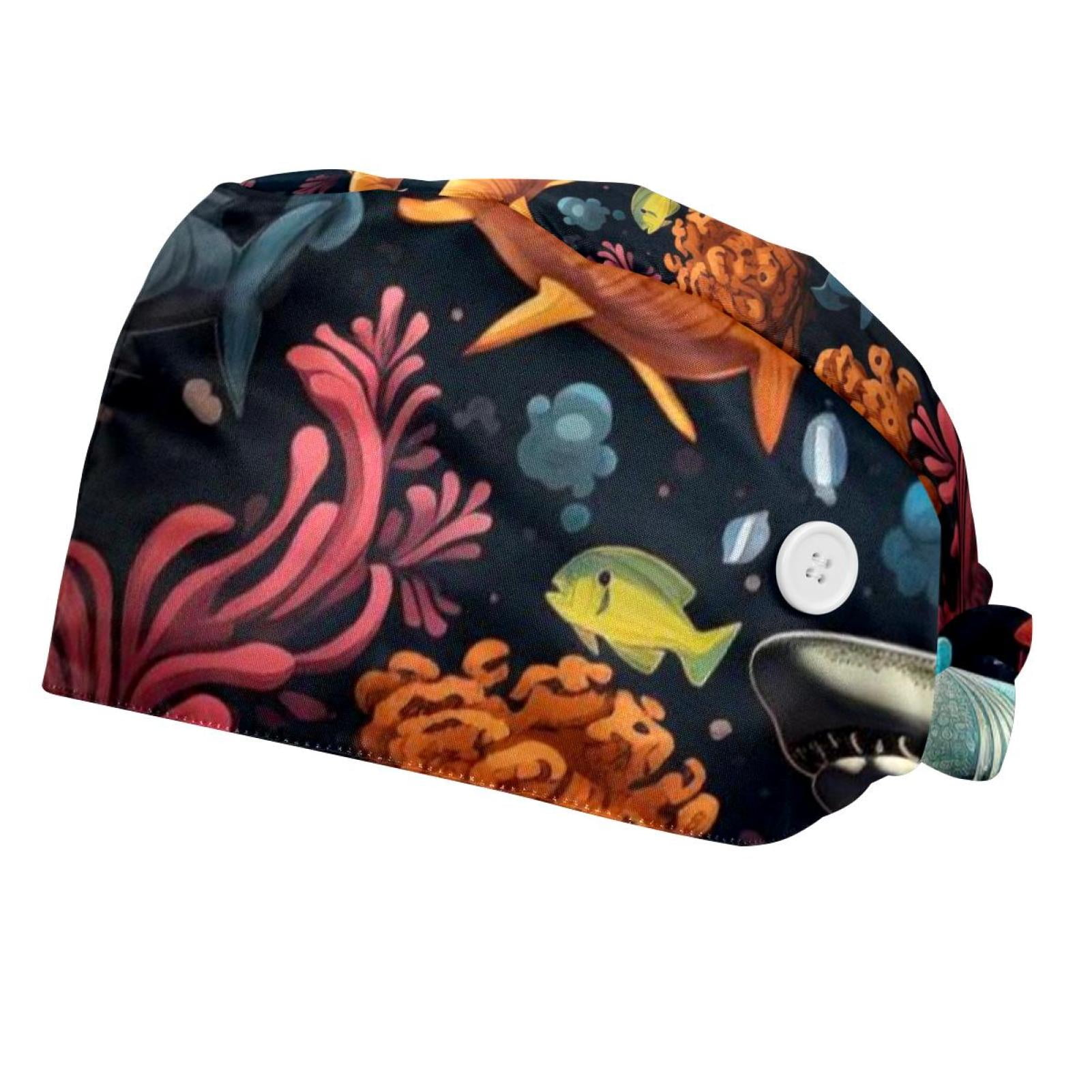 2 Packs Starry Sky Shark Adjustable Women Working Caps with Buttons One ...