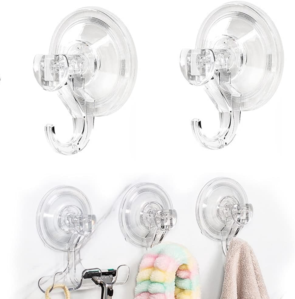 2 Packs Suction Hooks, Powerful Push and Lock Vacuum Multi-Purpose ...