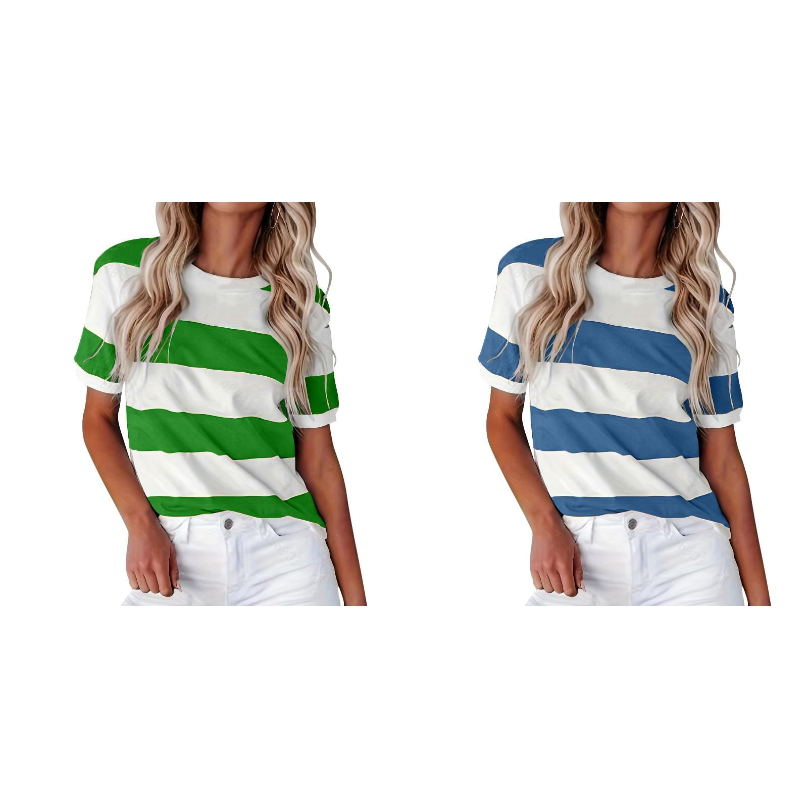 (2-Packs)Summer New European and Womens Tee Shirts American Border ...