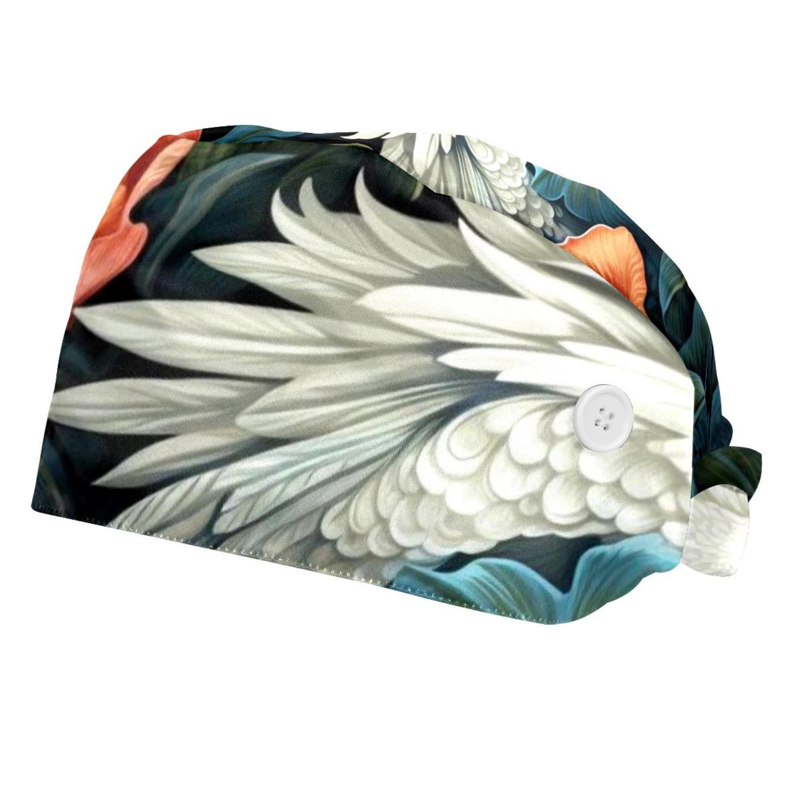 2 Packs Swan Surgical Cap with Buttons for Long Hair - Walmart.com