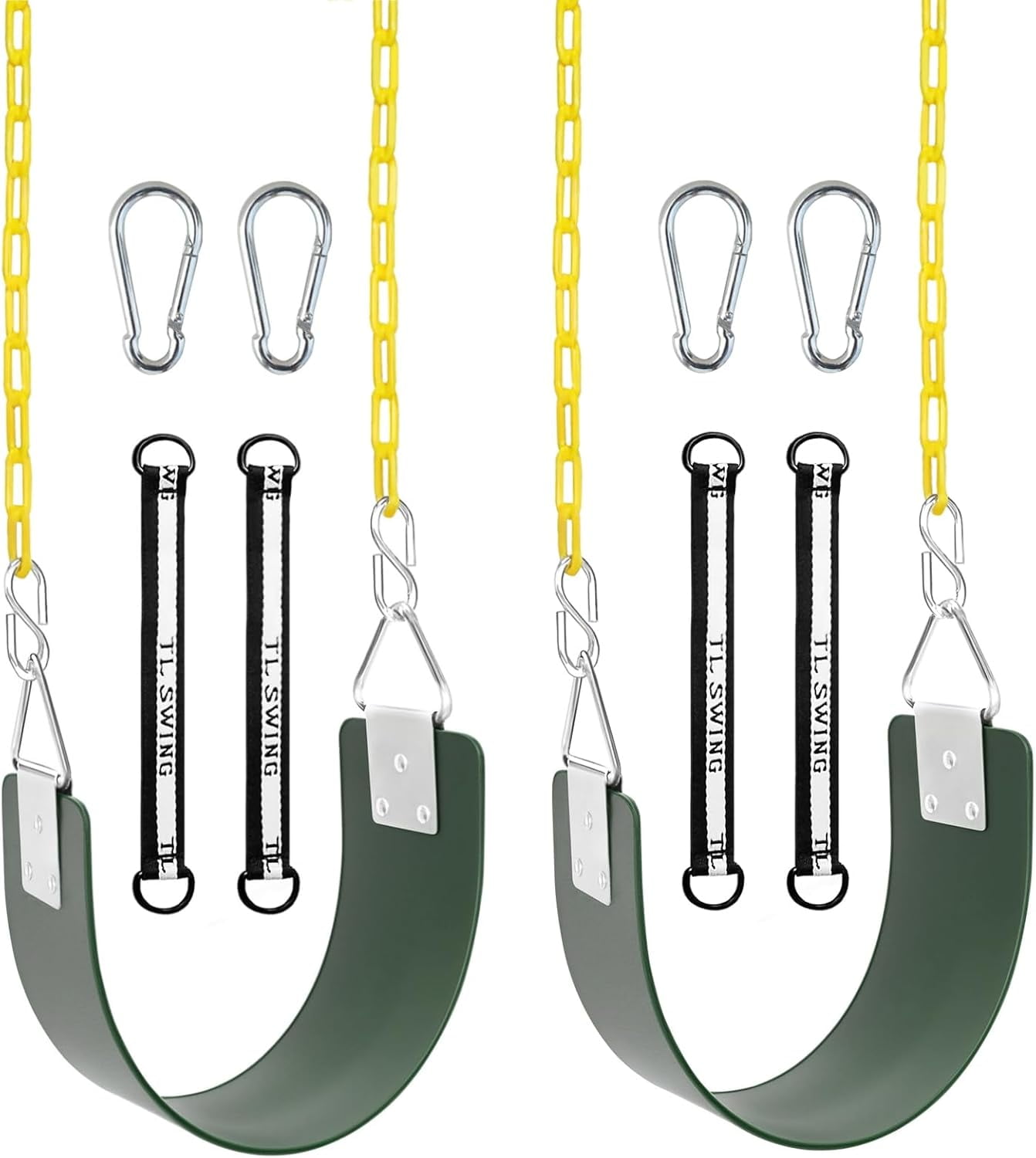 2 Packs Swing Set Seat with Metal Triangle Ring & 66Inch Anti-Rust ...