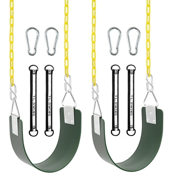 2 Packs Swing Set Seat with Metal Triangle Ring & 66Inch Anti-Rust ...