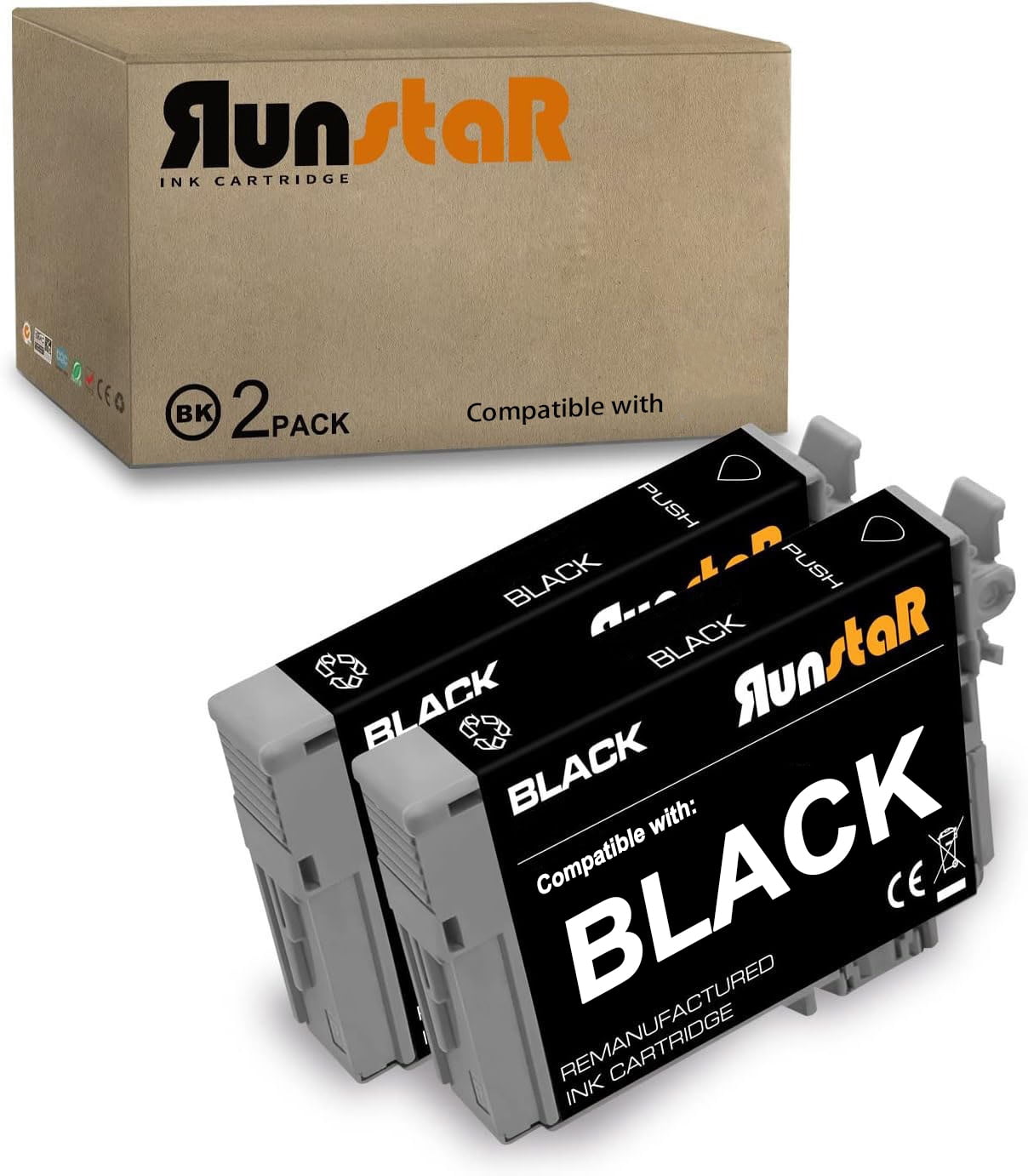 2 Packs Replacement for T098 98 Black Ink Cartridge use with Epson ...