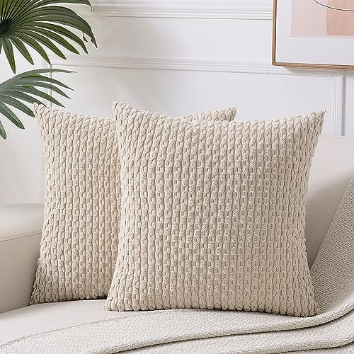 2 Packs Tan Decorative Throw Pillow Covers 20x20 Inch for Couch Bed ...