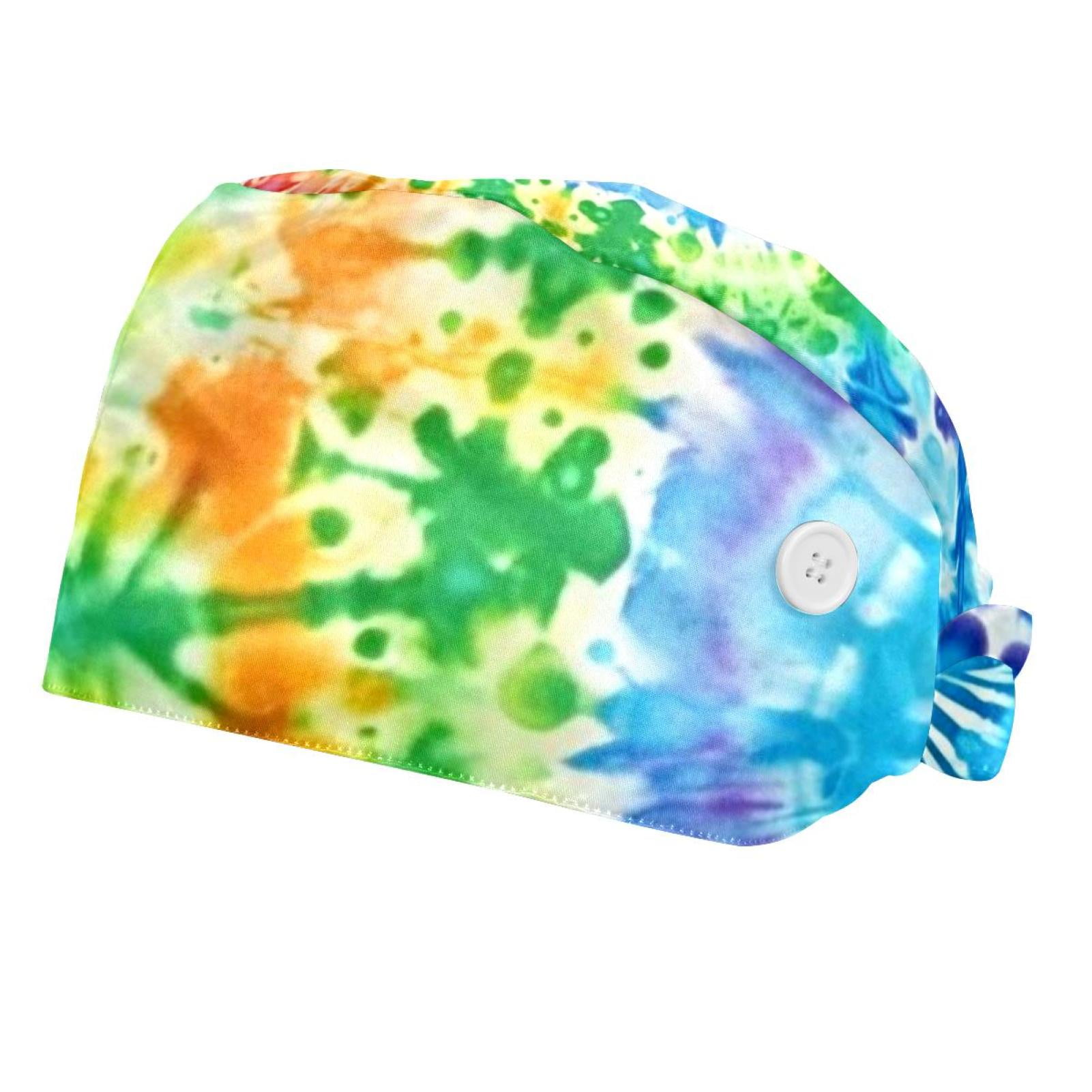 2 Packs Tie-Dye Surgical Cap with Buttons for Long Hair - Walmart.com