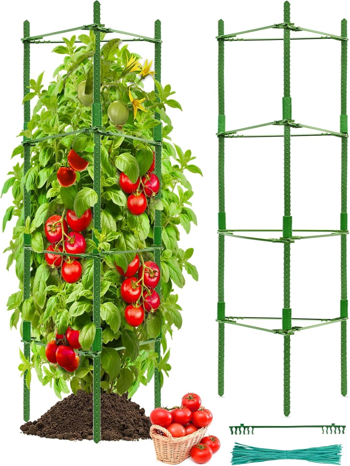 2 Packs Tomato Cage, Up to 63lN Tomato Trellis Expandable Tomato Cages ...