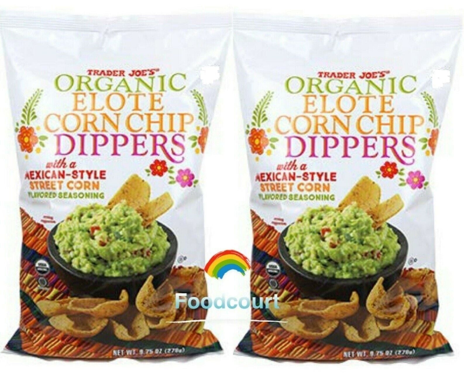 Trader Joe's Organic Elote Corn Chip Dippers, 2 Packs, 9.75 oz Each, Mexican-Style Seasoning ...