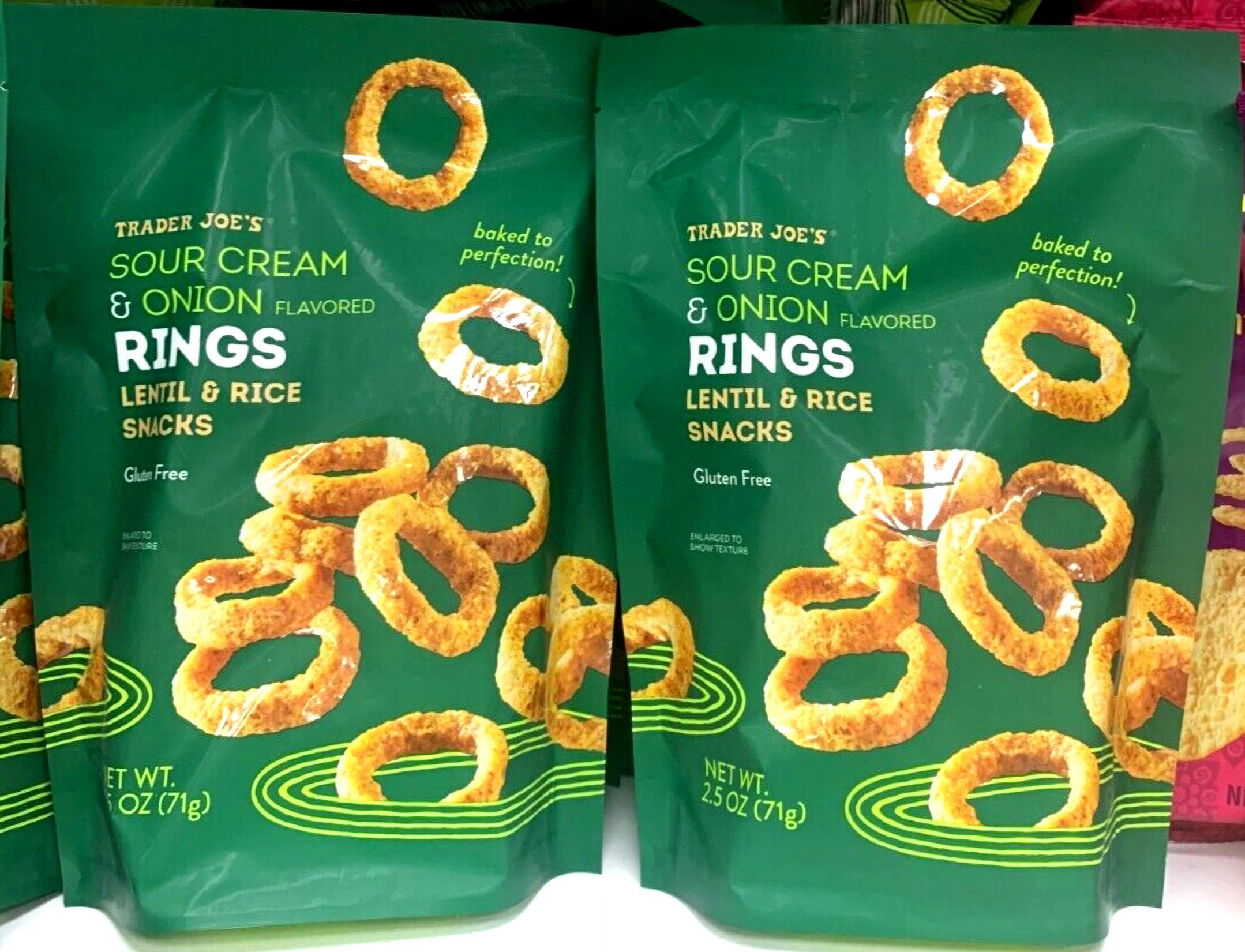 Trader Joe's Sour Cream & Onion Rings, Lentil Rice Snacks, 2 Packs, 2 ...