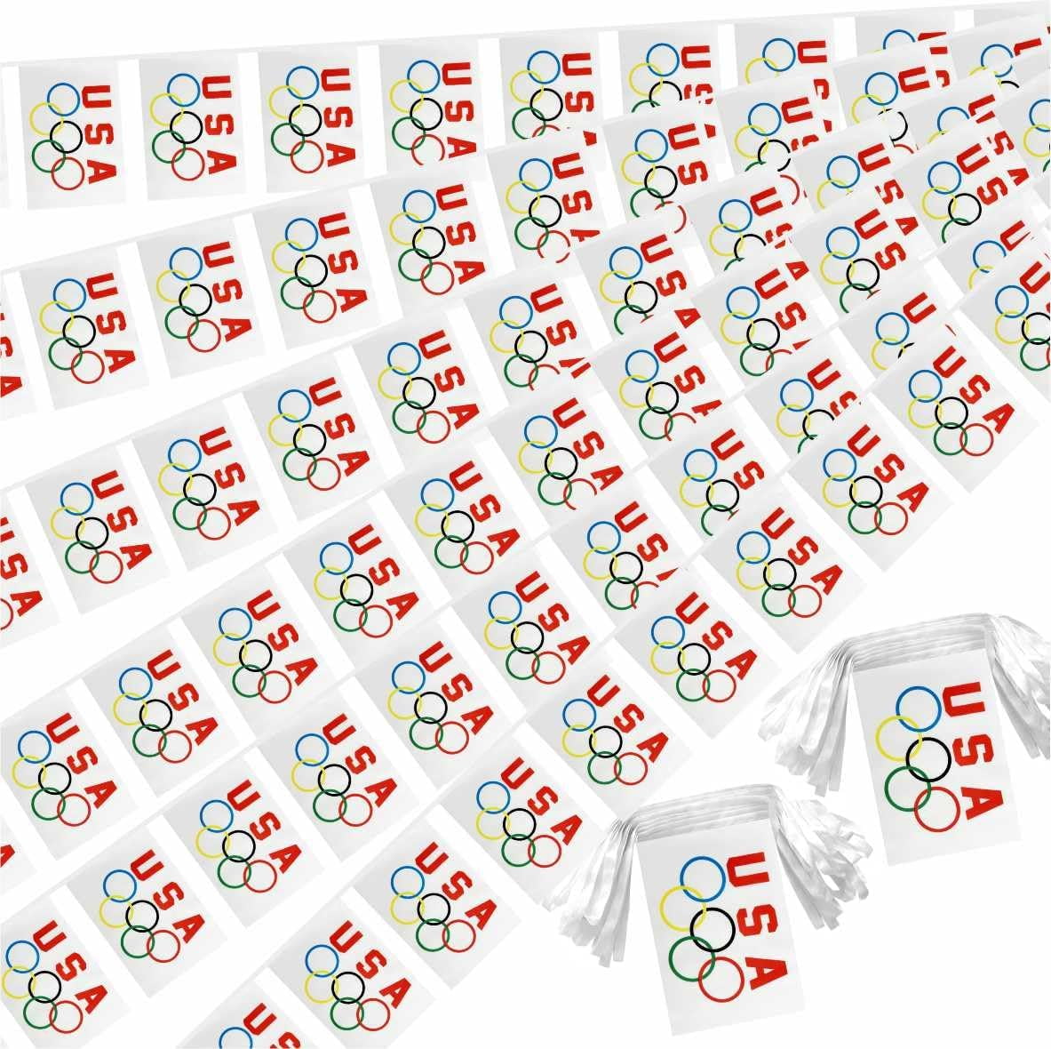 2 Packs USA Olympic Games Flag Banner String Bunting Hanging Flags ...