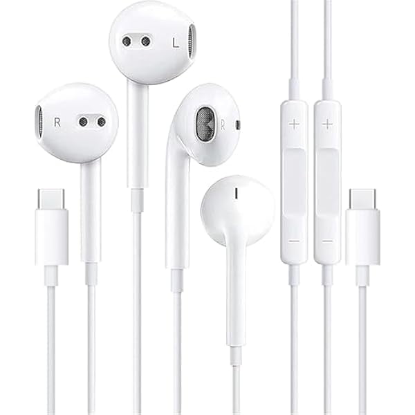 2 Packs USB C Headphones for iPhone 16 [Apple MFi Certified] Type C ...