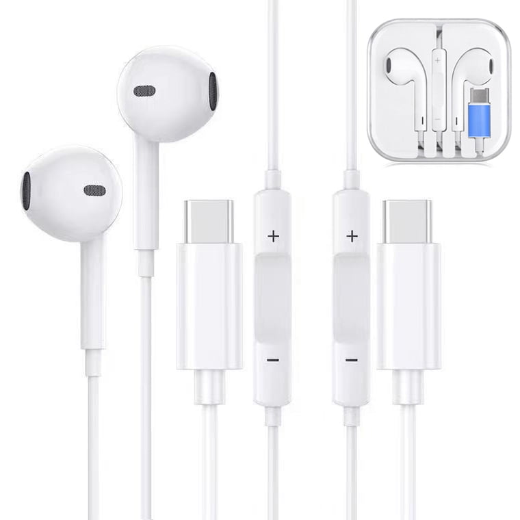 2 Packs USB C Headphones for iPhone 16 Type C Wired Earbuds with Mic ...
