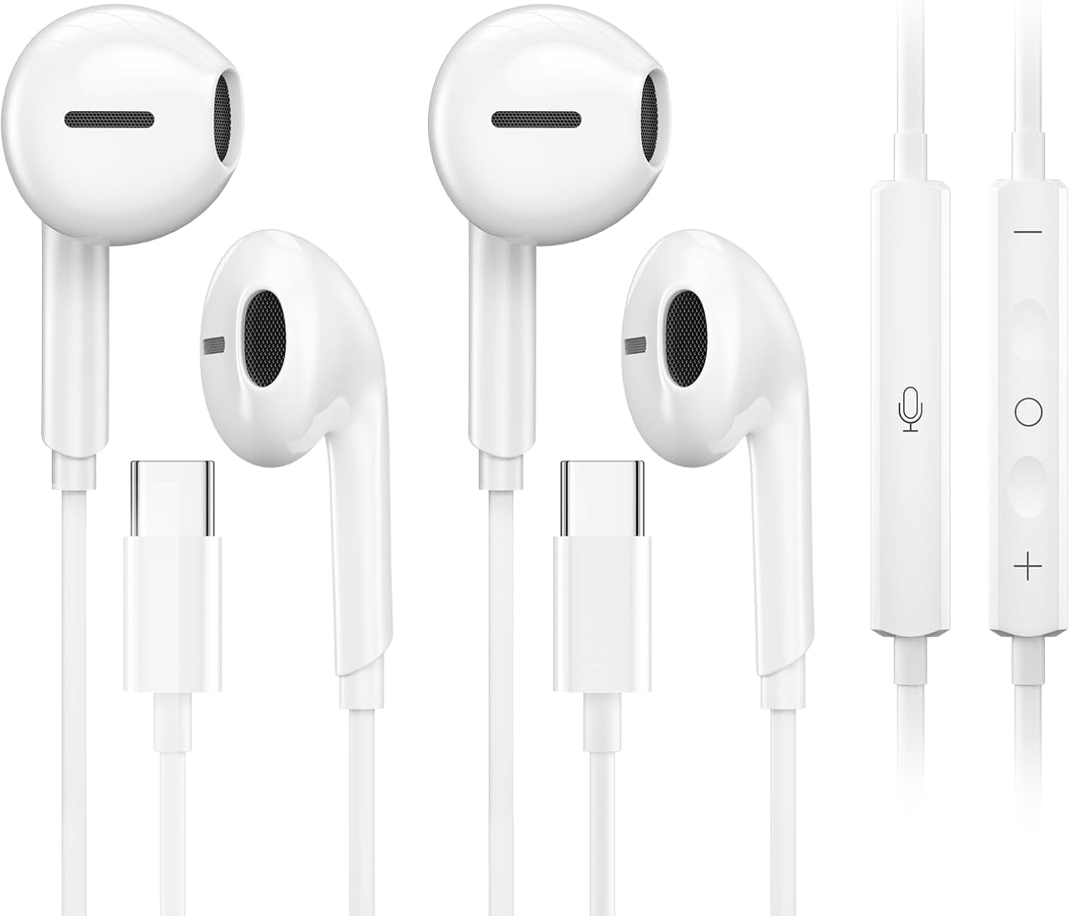 2 Packs USB C Headphones for iPhone 17/16/15 Pro Max iPad Plus Type C ...