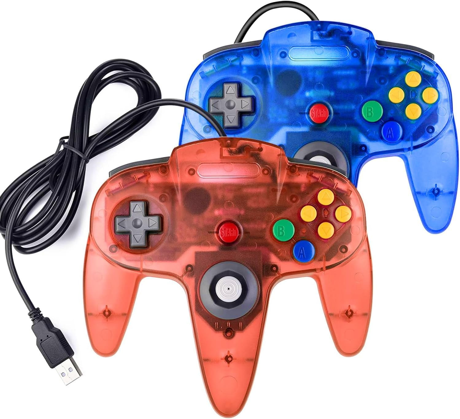 2 Packs USB Retro Controllers for N64 Gaming, PC Classic N64 Game Pad ...