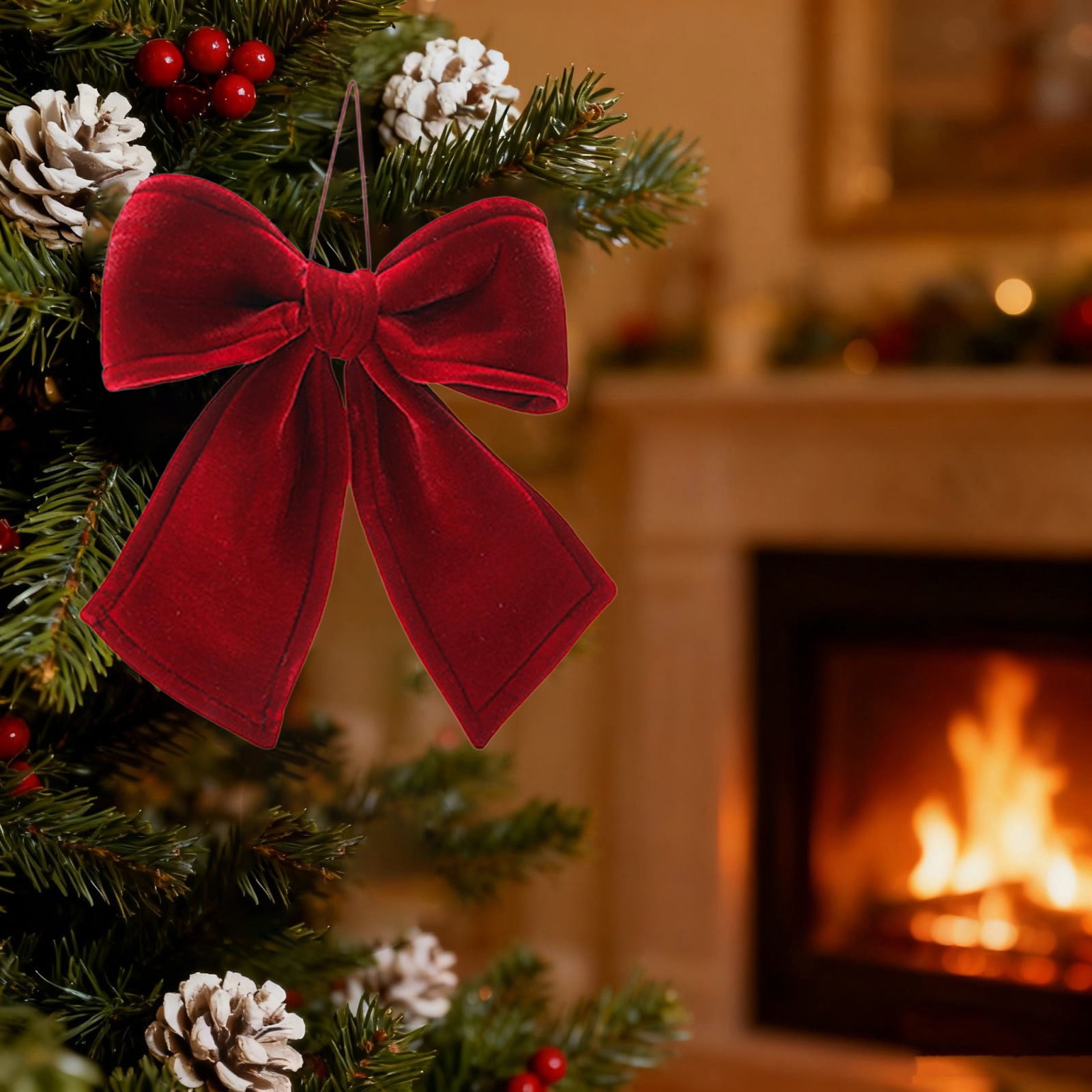 2 Packs Velvet Christmas Tree Bow Pendant Ornament for Holiday Wedding ...