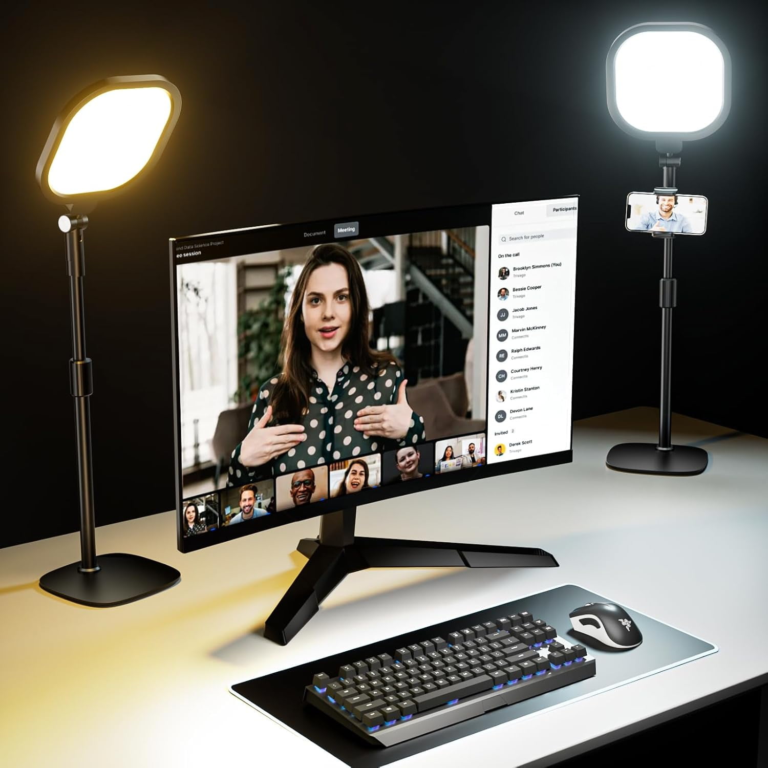 2 Packs Video Conference Lights for Zoom Meeting Podcast Lighting Kit ...