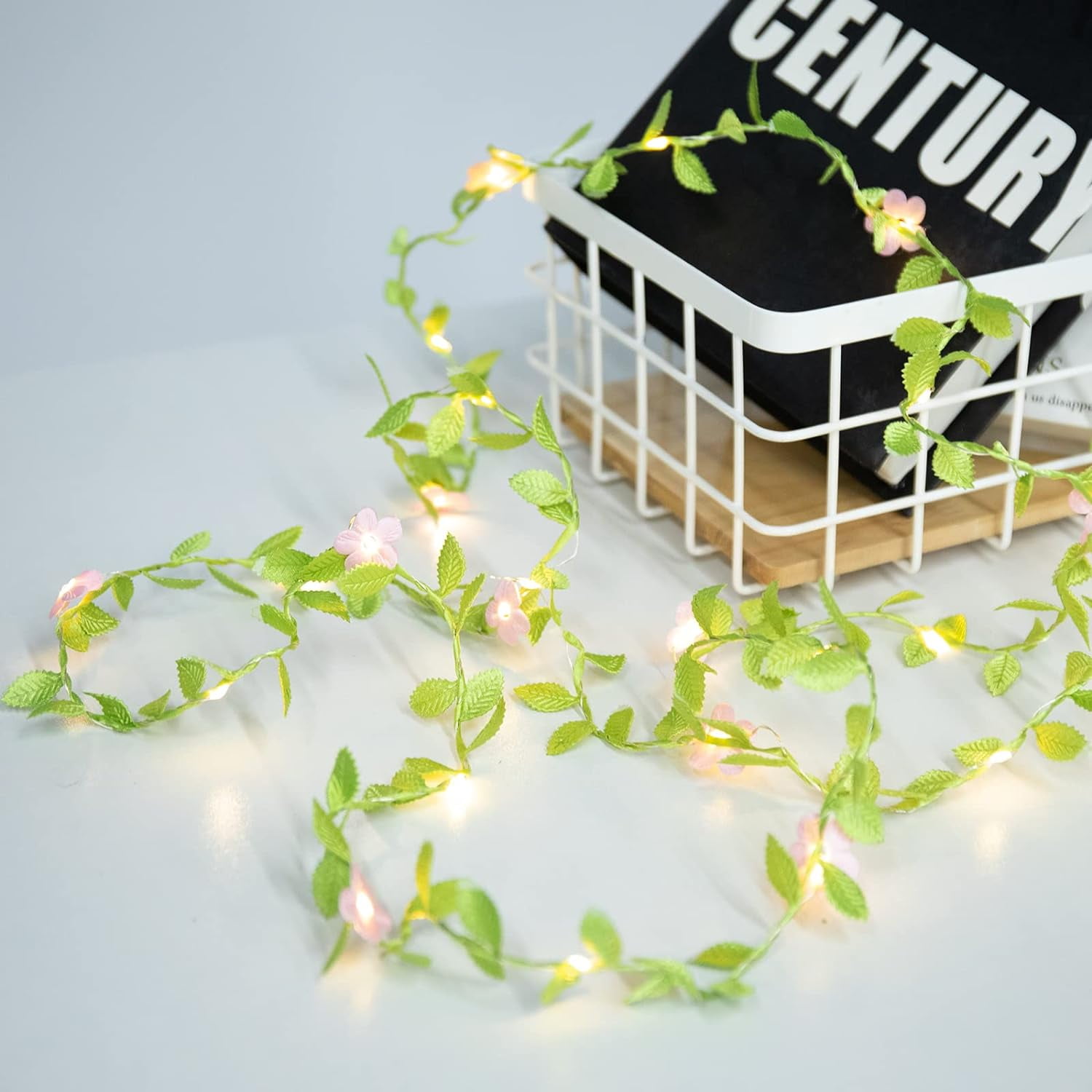 2 Packs Vine Lights - Tiny Leaf Ivy String Lights with 48 Cherry ...