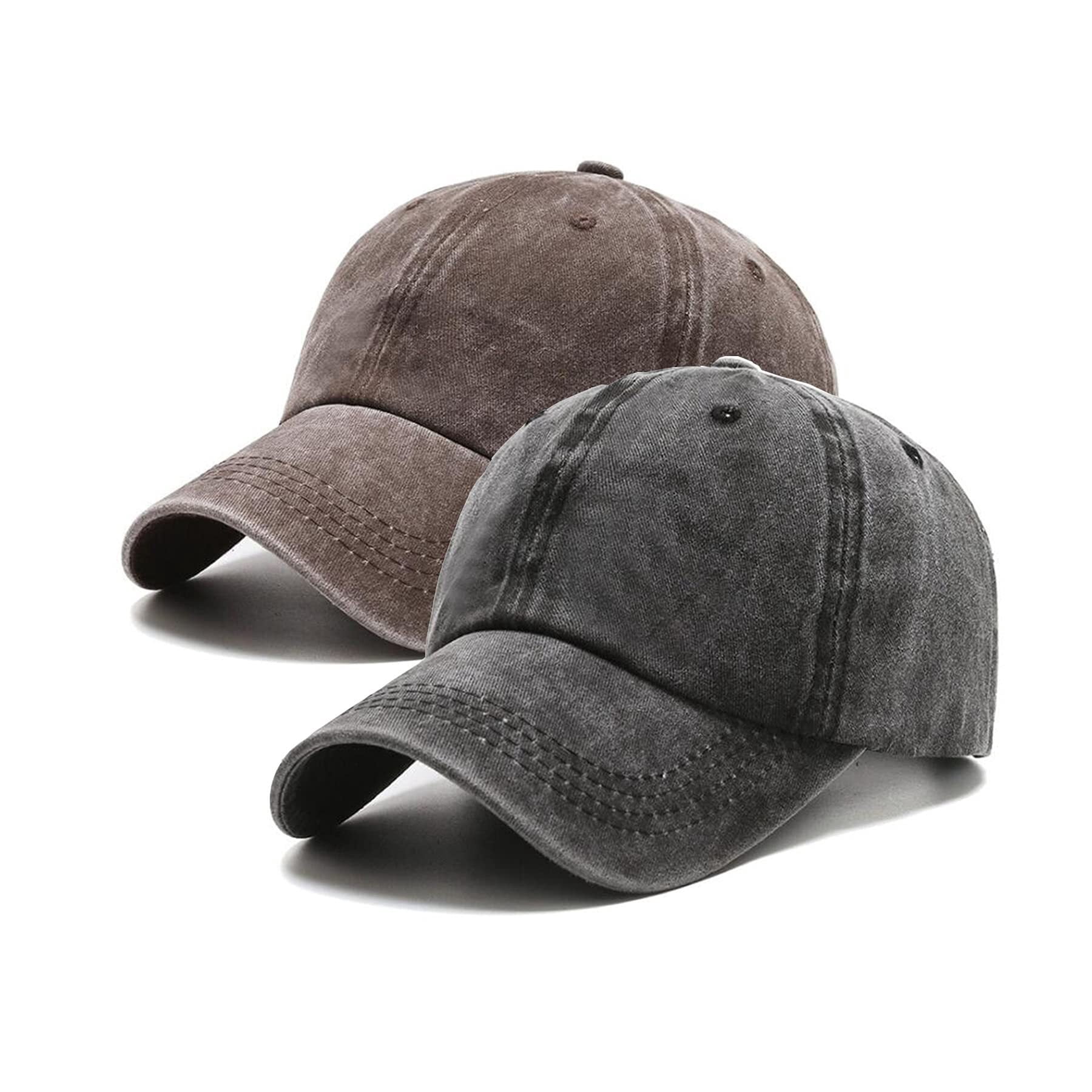 2 Packs Vintage Washed Distressed Baseball Cap Dad Golf Hat Black+Blue ...