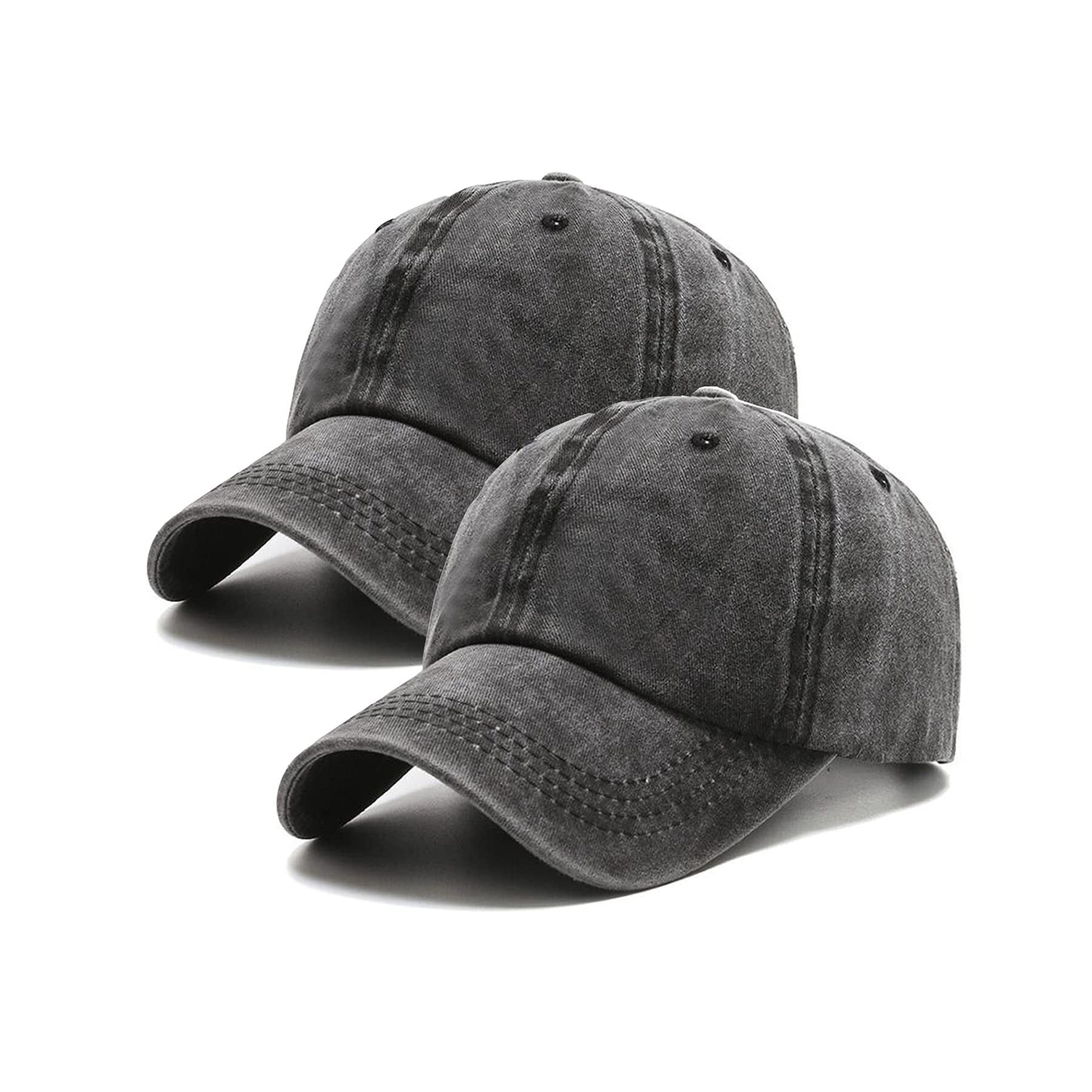 2 Packs Vintage Washed Distressed Baseball Cap Dad Golf Hat Black+Blue ...