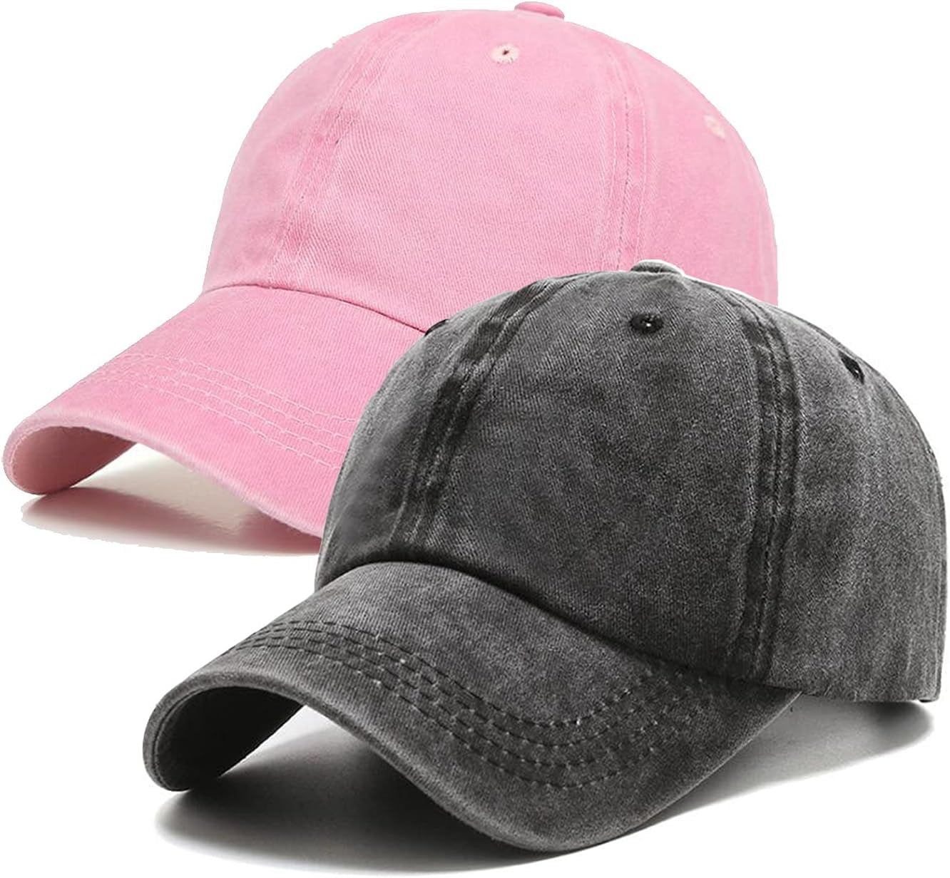 2 Packs Vintage Washed Distressed Cotton Dad Hat Baseball Cap ...