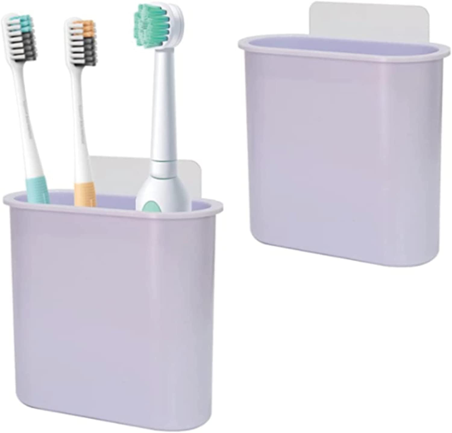 2 Packs Wall Mount Toothbrush Holder for Bathroom. Self Adhesive Wall ...