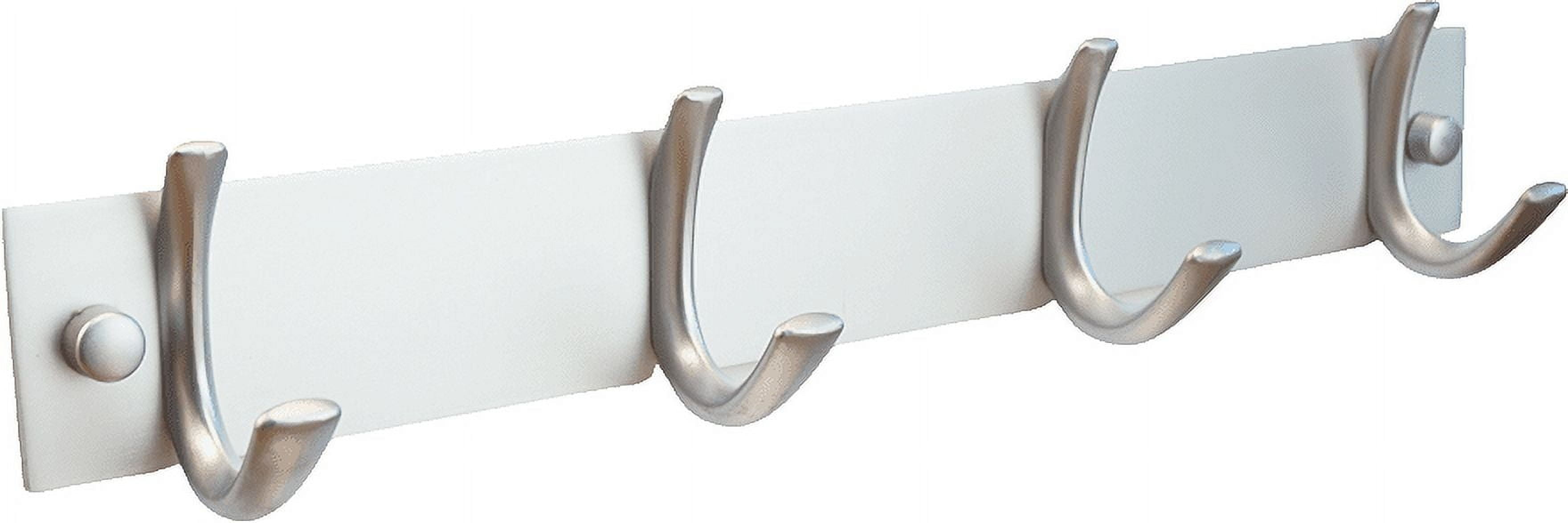 14 in Wall-Mounted Hook Rail with 4 Double Coat Hooks, Zinc Alloy, Sand ...