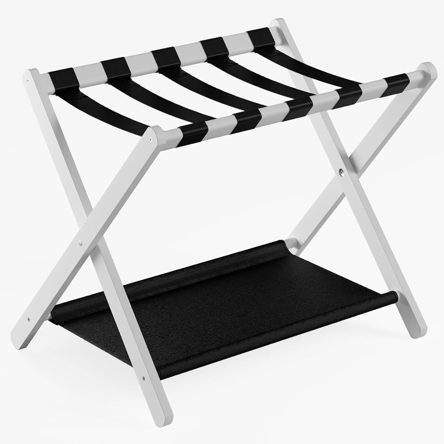 2 Packs Walnut Bamboo Luggage Rack for Guest Room, Portable Suitcase ...