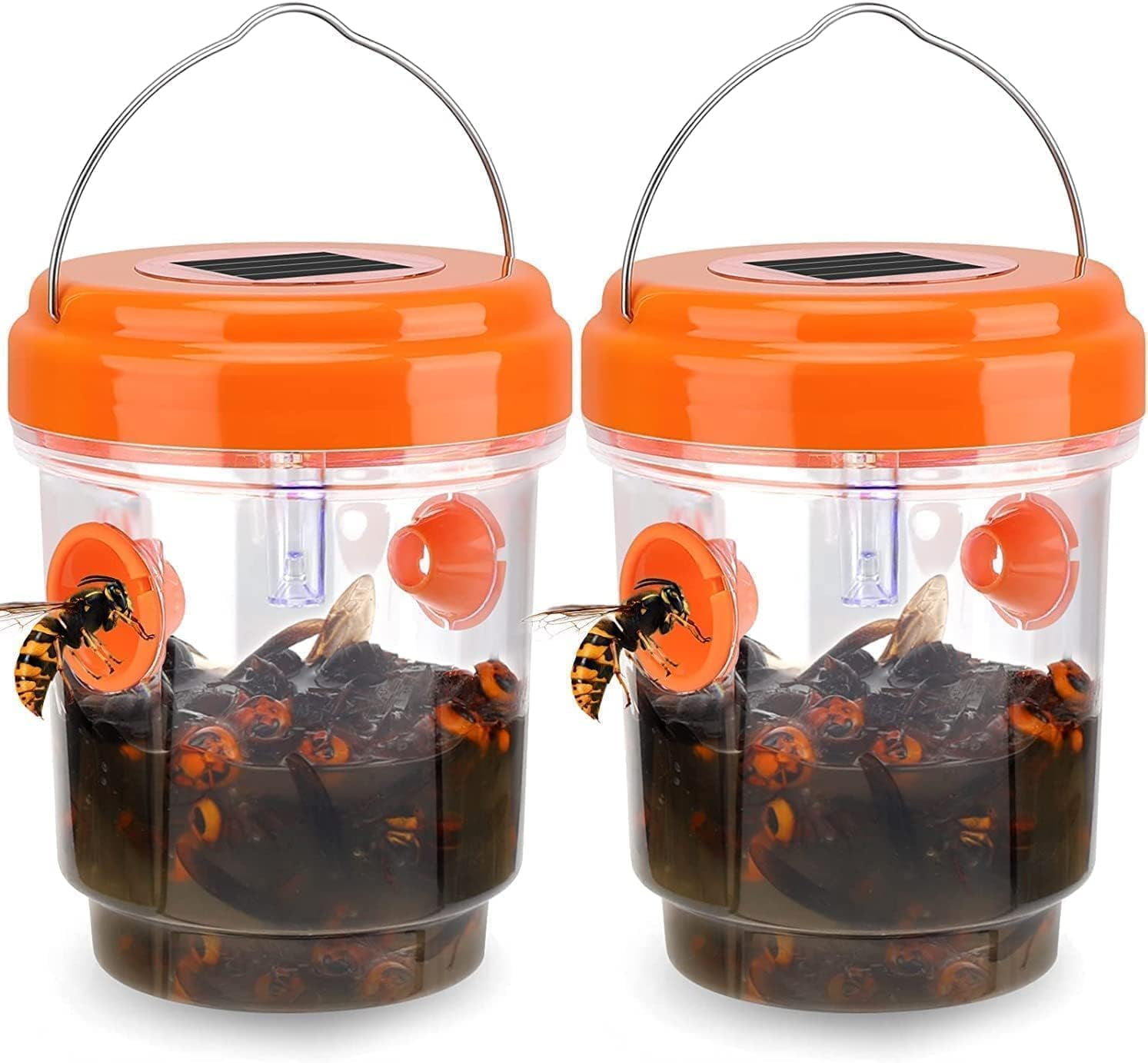 2 Packs Wasp Trap - Solar Powered Bee Trap Outdoor for Yellow Jackets ...